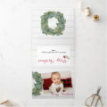 Farmhouse Photo Card Shiplap & Magnolia Wreath | Zazzle