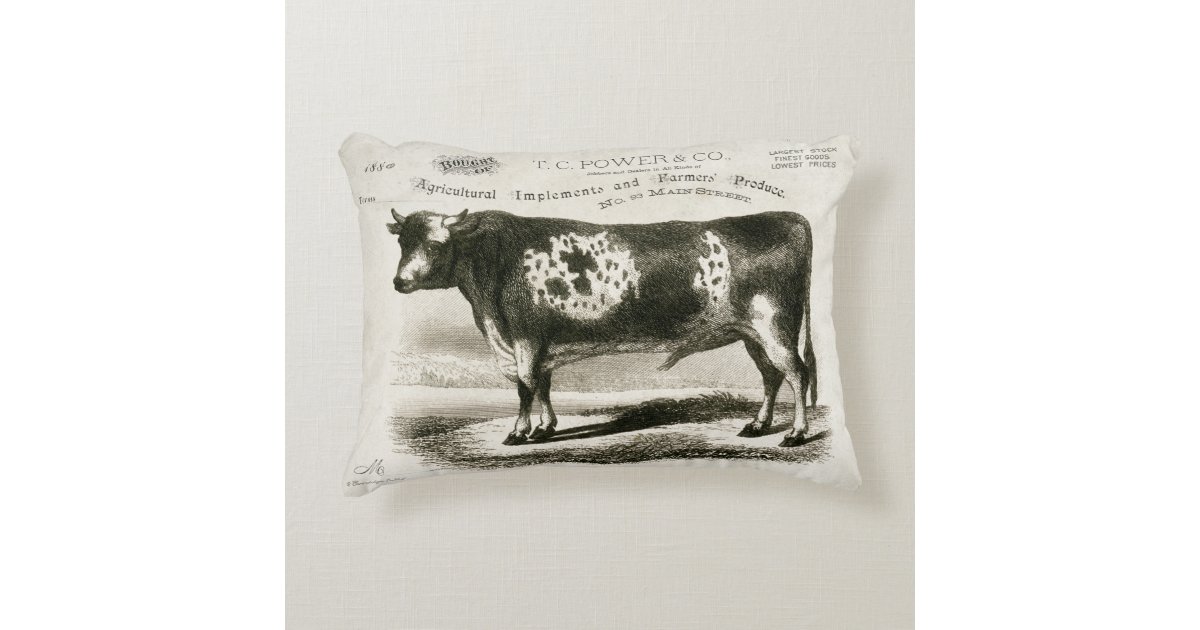 Farmhouse pillow vintage bull & fab letterhead | Zazzle