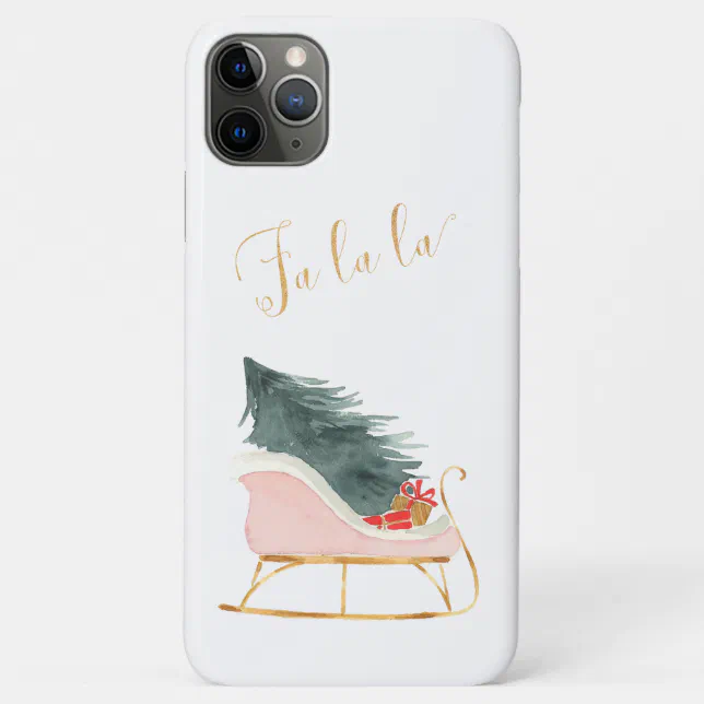Farmhouse Pink Christmas Sleigh Falala Case-Mate iPhone Case | Zazzle