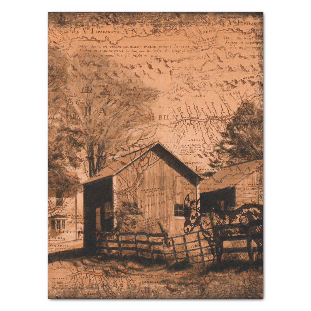 Farmhouse Rustic Barn Donkey Decoupage Tissue Paper | Zazzle
