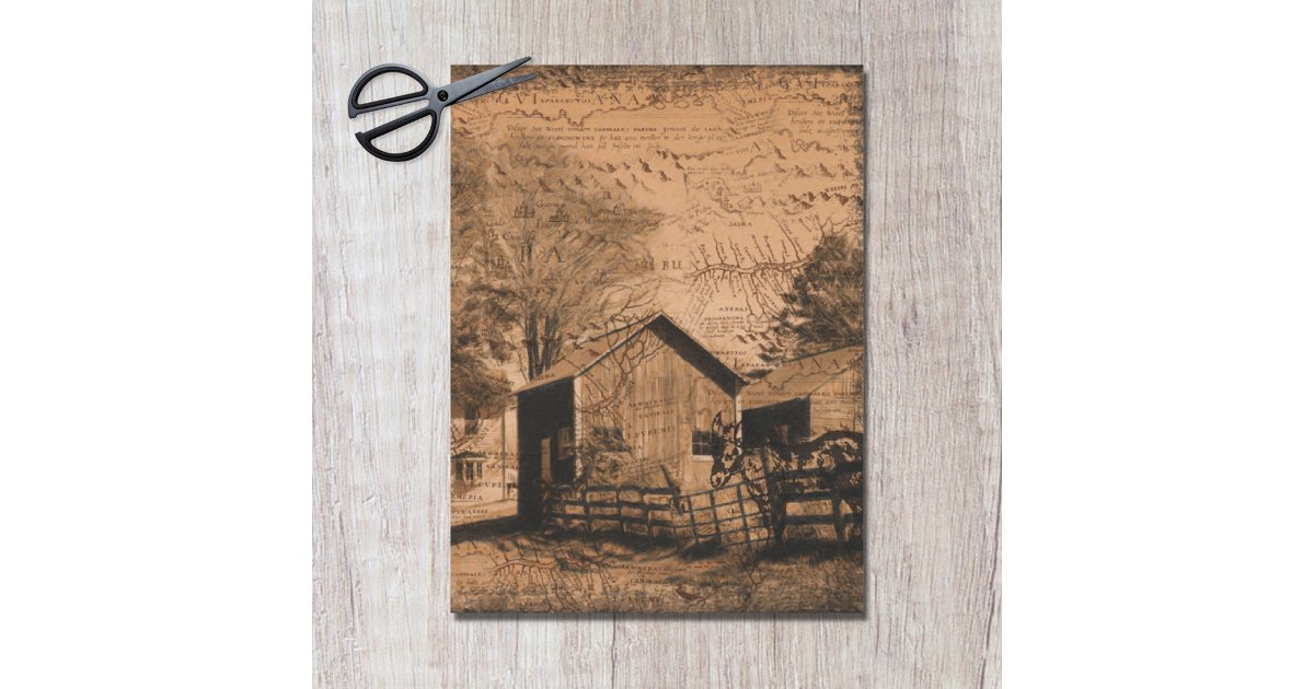 Farmhouse Rustic Barn Donkey Decoupage Tissue Paper | Zazzle