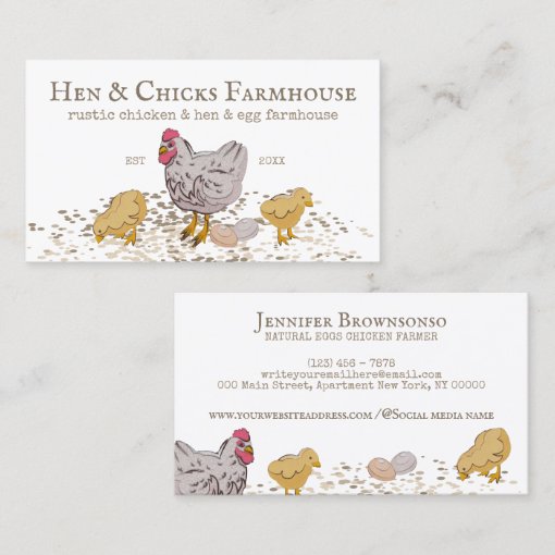 Farmhouse Rustic Chicks Hen Farm Business Card | Zazzle