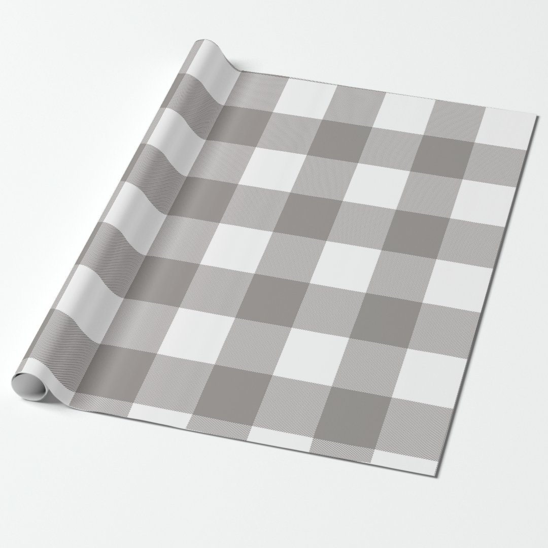 Farmhouse Rustic Grey & White Buffalo Plaid Square Wrapping Paper | Zazzle