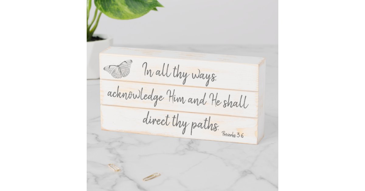 Farmhouse Style Bible Verse Wooden Box Sign | Zazzle