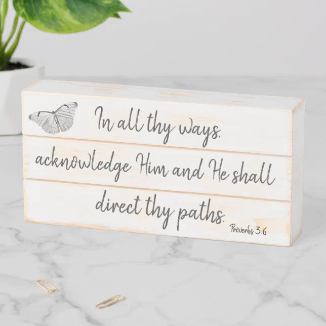 Farmhouse Style Bible Verse Wooden Box Sign | Zazzle