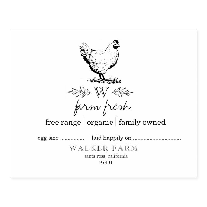 Farmhouse Style Monogram Egg Carton Stamp | Zazzle.com