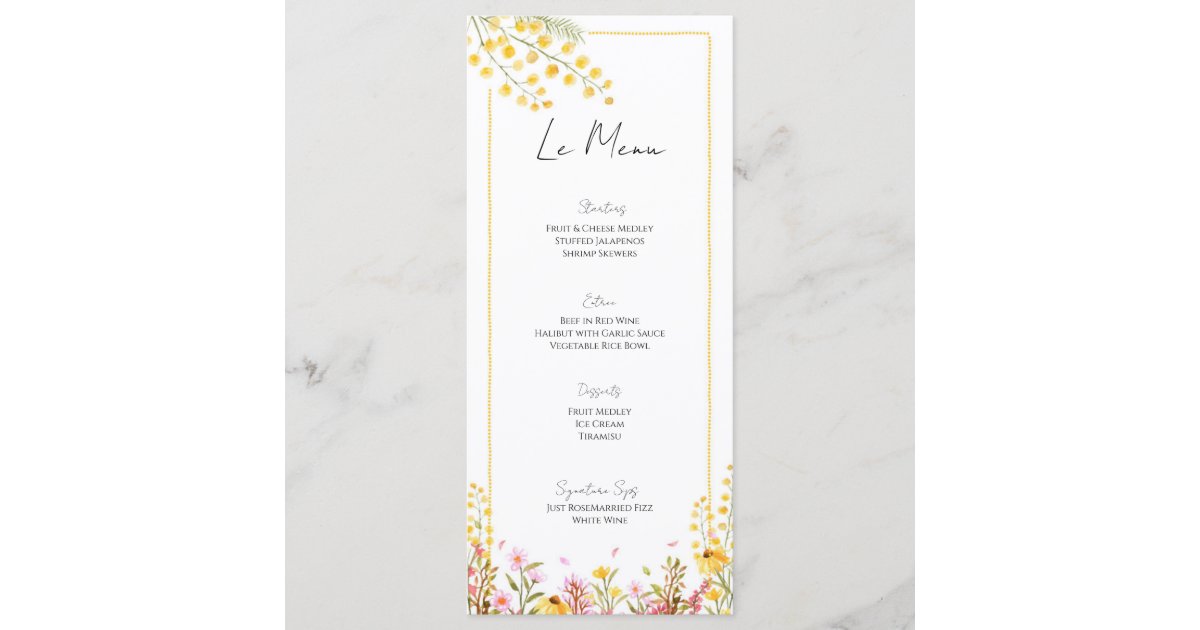 Farmhouse Style Wedding Event Menu Flat Card | Zazzle