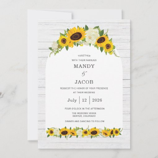 Farmhouse Sunflower Rustic Digital Wedding Invitation | Zazzle