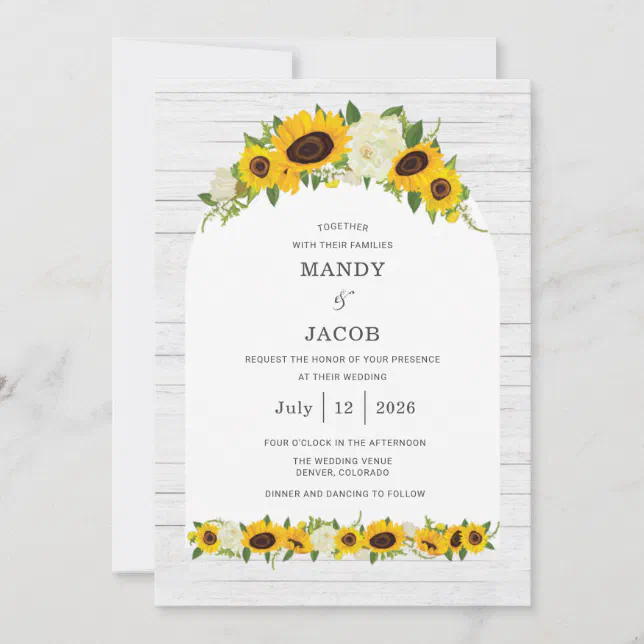 Farmhouse Sunflower Rustic Digital Wedding Invitation | Zazzle