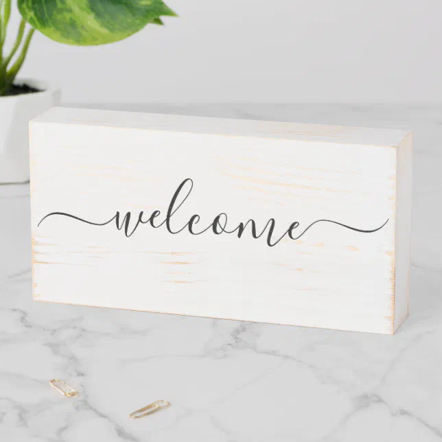 Farmhouse Welcome Wooden Box Sign | Zazzle