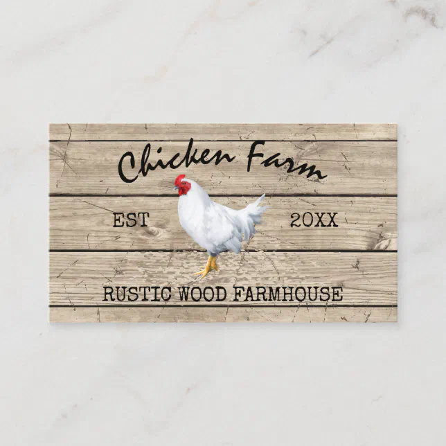 Farmhouse Wooden Rustic Chicken Business Card | Zazzle