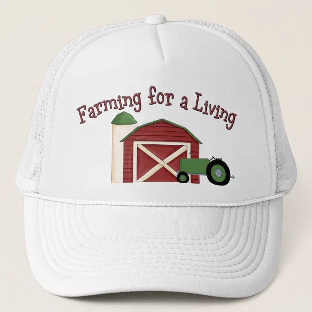 Farming for a Living Barn Tractor Cap | Zazzle