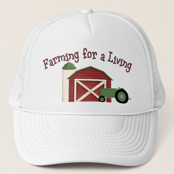 Farming for a Living Barn Tractor Cap | Zazzle