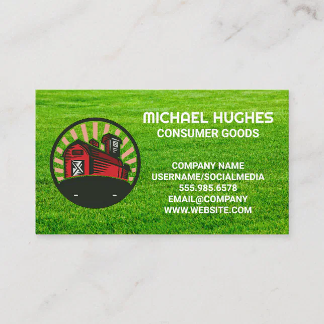 Farmland | Barn Logo | Grass Background Business Card | Zazzle