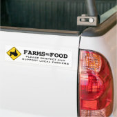 Farms=Food Respect and Support Farmers Bumper Sticker | Zazzle