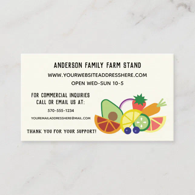 Farmstand CSA Farmers Market Modern Look Business Card | Zazzle