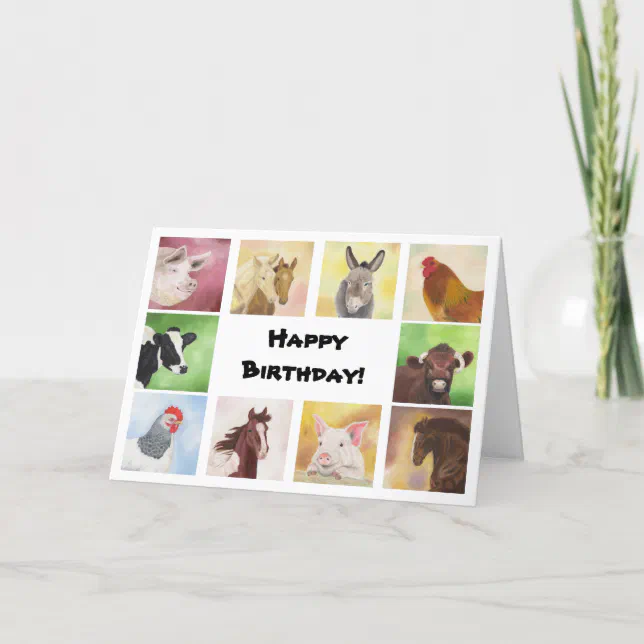 Farmyard animals birthday card | Zazzle