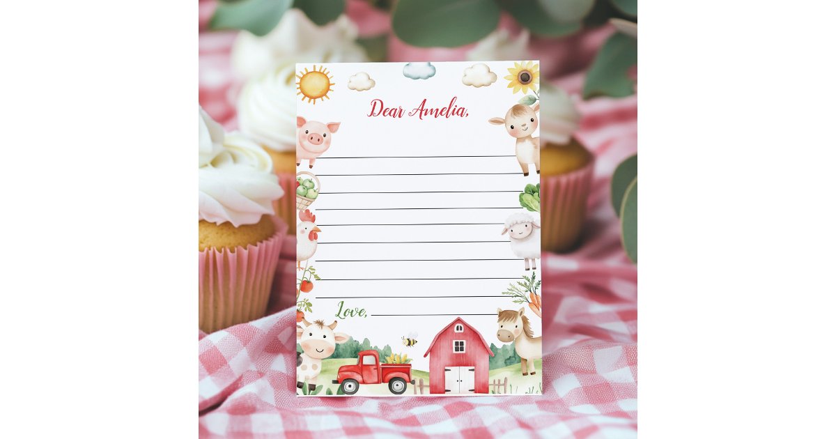 Farmyard Animals Time Capsule Note Message Card | Zazzle