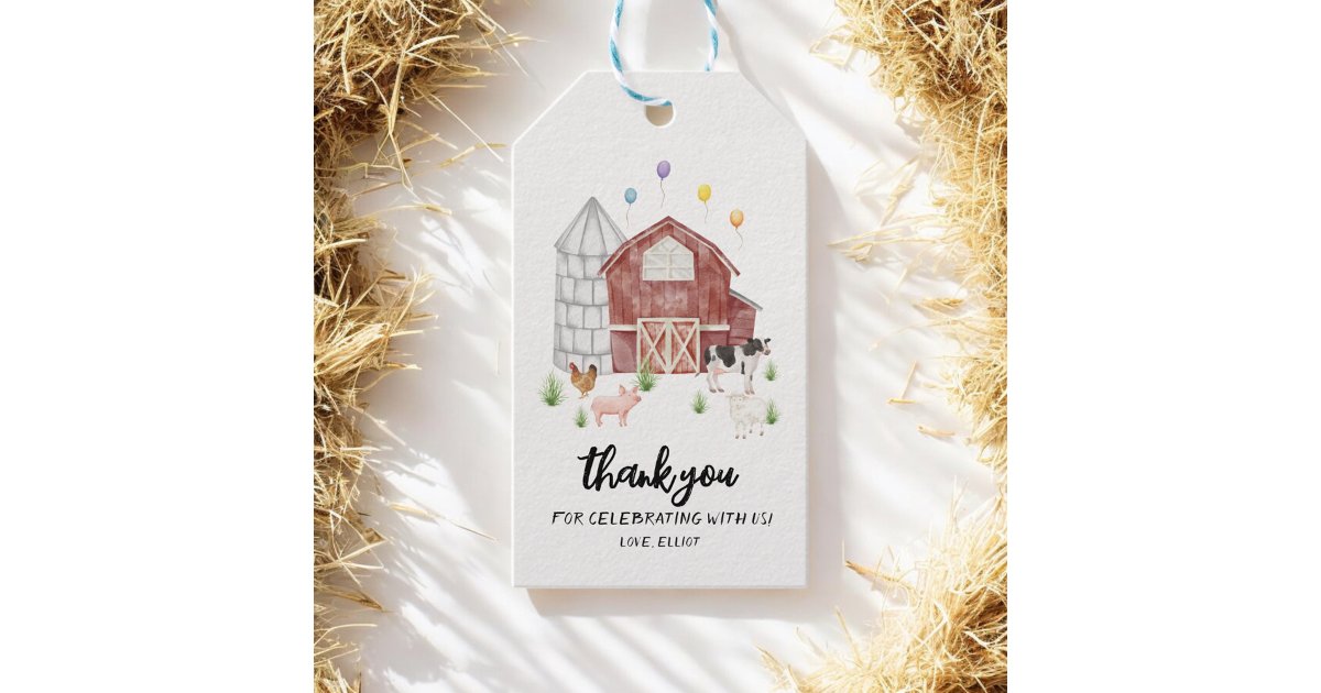 Farmyard Barnyard Farm Animals Birthday Party Gift Tags | Zazzle