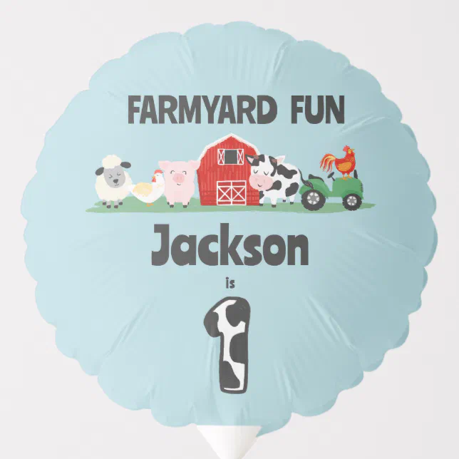 Farmyard Fun 1st Birthday Farm Animal Kids Party Balloon | Zazzle