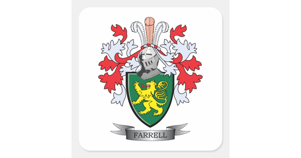 Farrell Coat of Arms Square Sticker | Zazzle