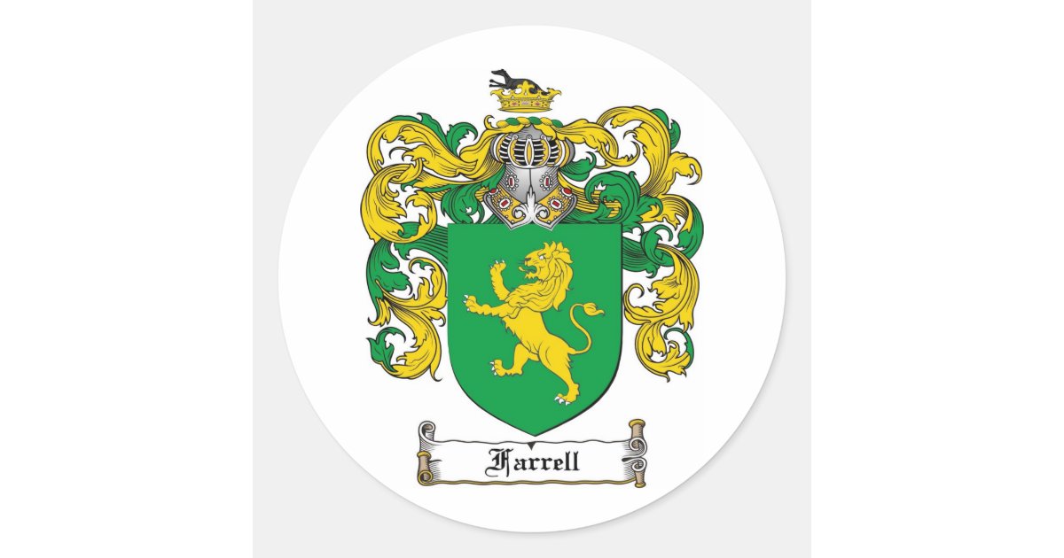 FARRELL FAMILY CREST - FARRELL COAT OF ARMS CLASSIC ROUND STICKER | Zazzle