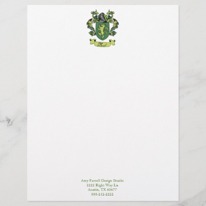 Farrell Family Crest Letterhead | Zazzle.com