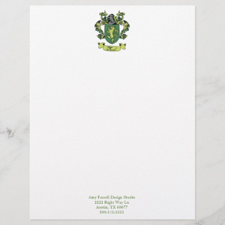 Farrell Family Crest Letterhead | Zazzle