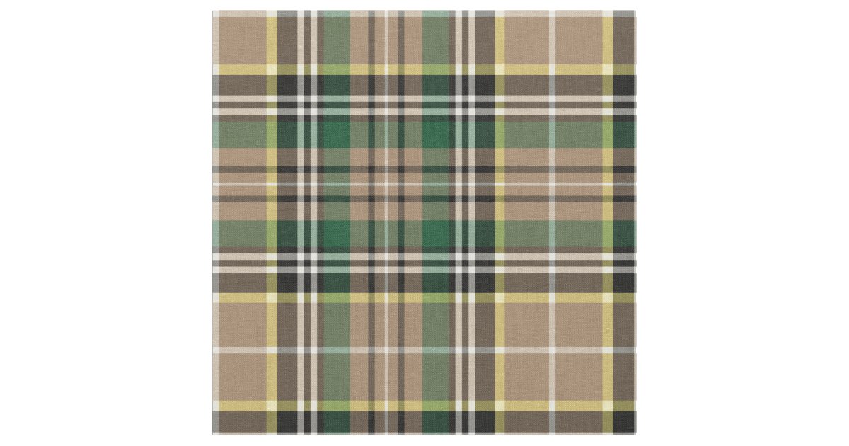 Farrell Tartan Pattern Tan Irish Plaid Fabric | Zazzle