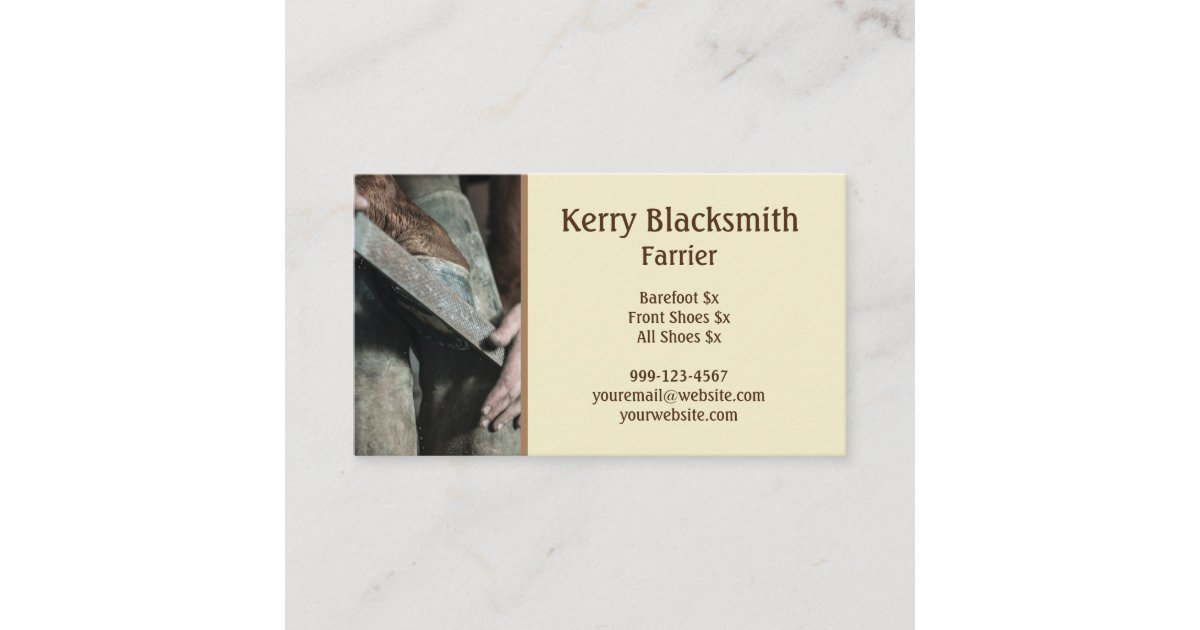 Farrier - Horseshoeing and Barefoot Trim Business Card | Zazzle