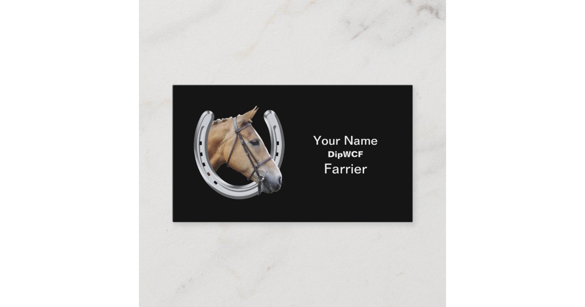 Farrier logo with horseshoe business card | Zazzle