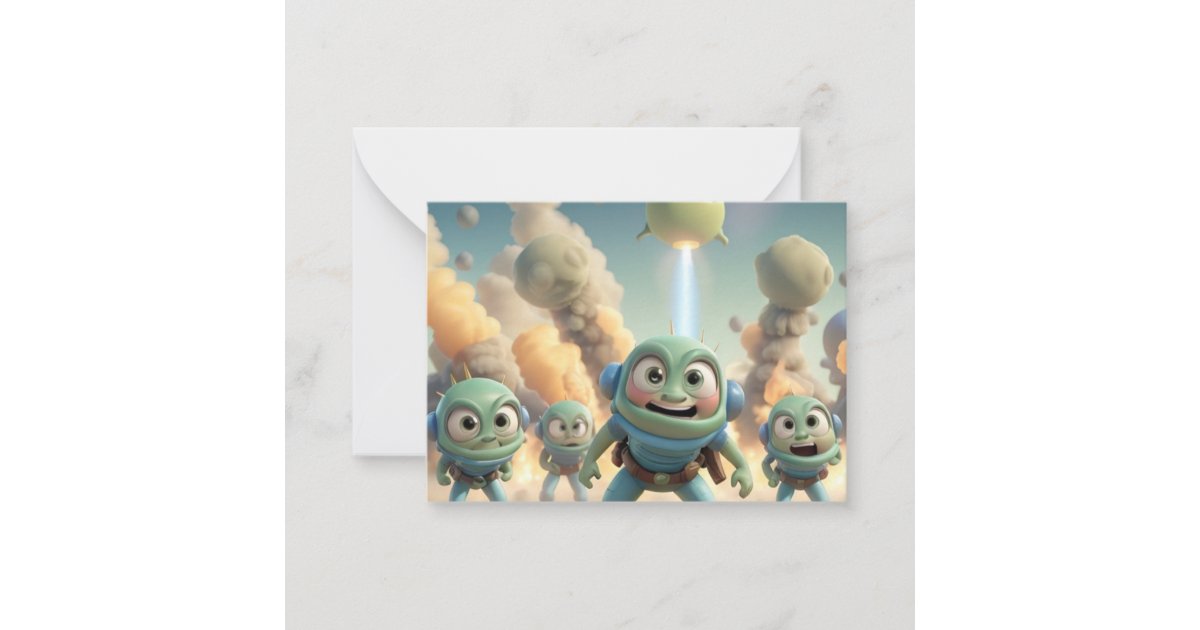 Farting Invading Aliens Note Card | Zazzle