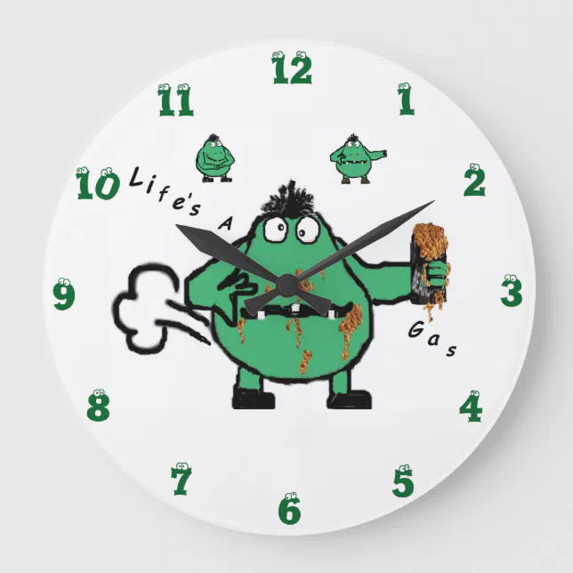 Farting 'Life's A Gas ' Wall Clock | Zazzle