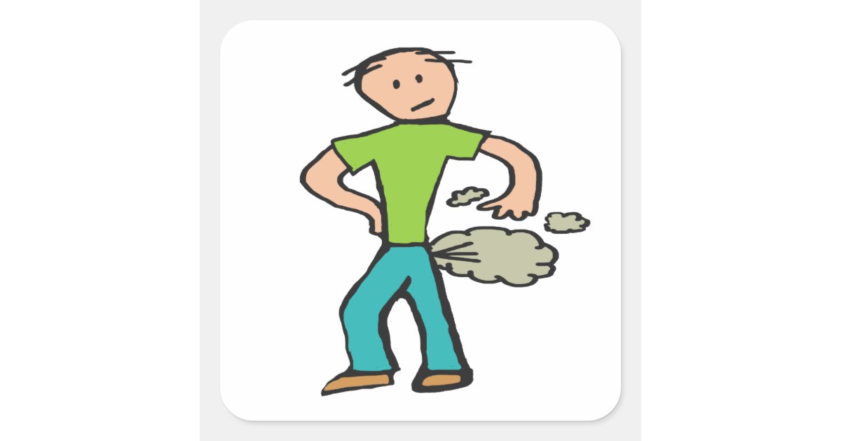 Farting Man Square Sticker | Zazzle