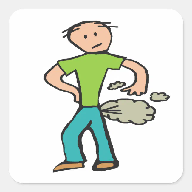 Farting Man Square Sticker | Zazzle