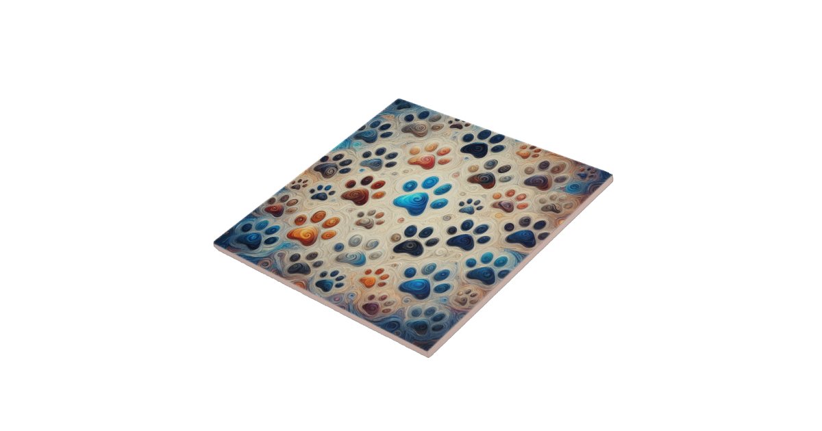 Fascinatiating colored canine paw print Ceramic Tile | Zazzle