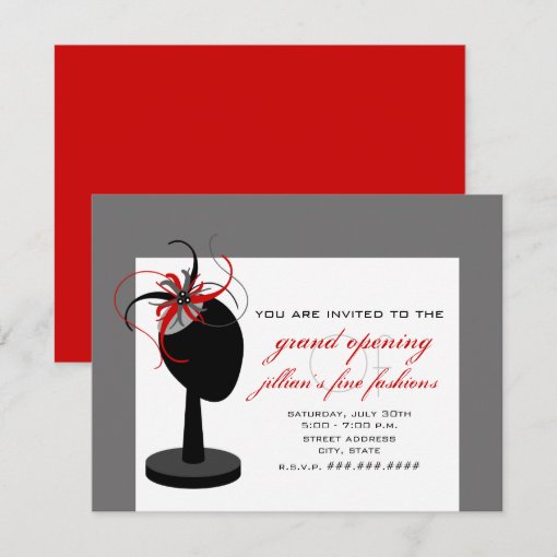 Fascinator Hat - Clothing Store Grand Opening Invitation | Zazzle