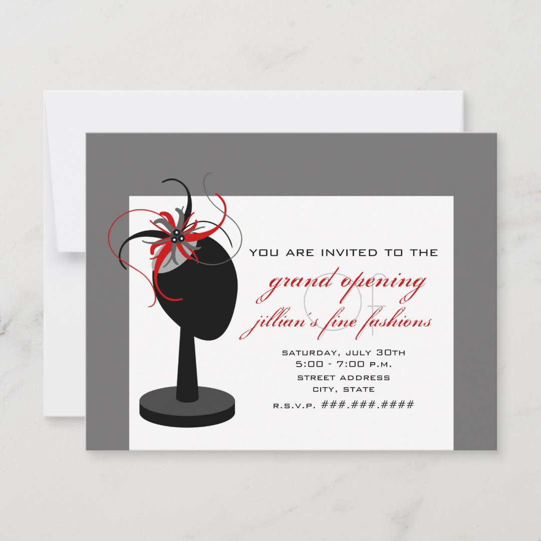 Fascinator Hat - Clothing Store Grand Opening Invitation | Zazzle