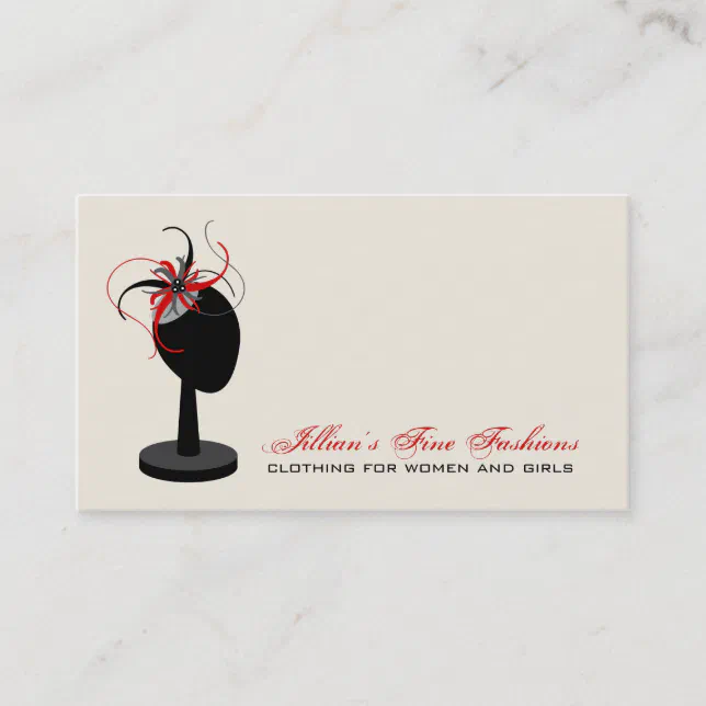Fascinator Hat Stand Clothing Store Boutique Business Card | Zazzle