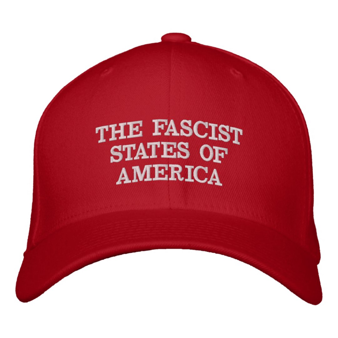 Fascist USA Red “Trump Hat” Embroidered Baseball Hat | Zazzle