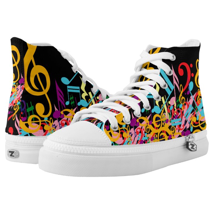 Fashinable designer mixed music notes High-Top sneakers | Zazzle.com