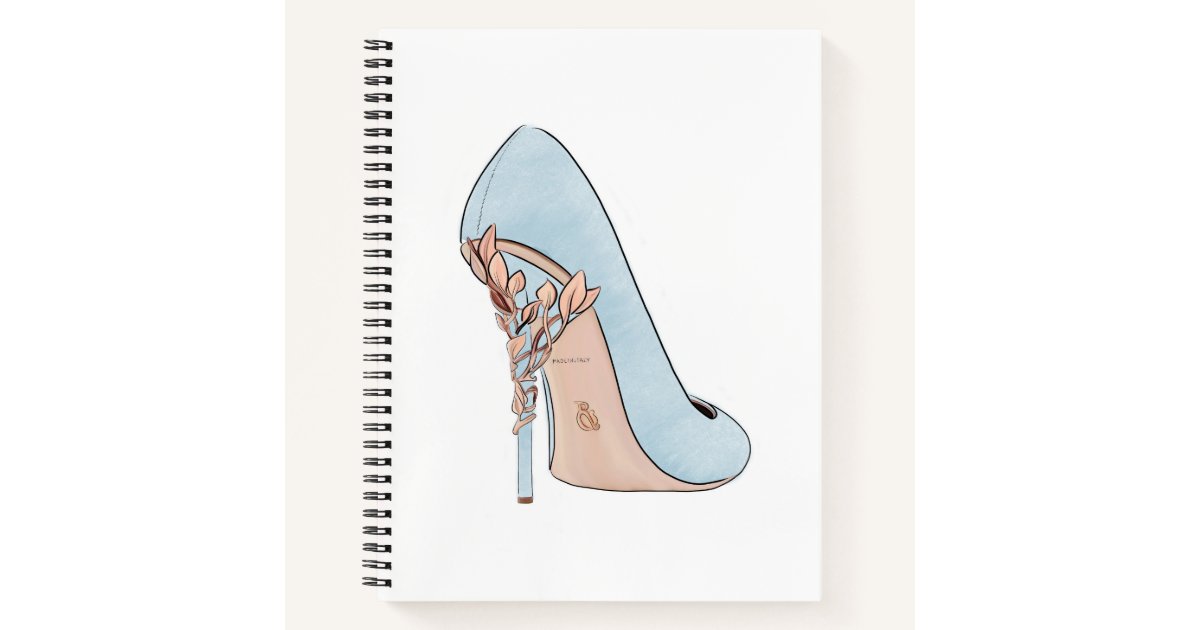 Fashion Blue Shoe by watercolor Notebook | Zazzle