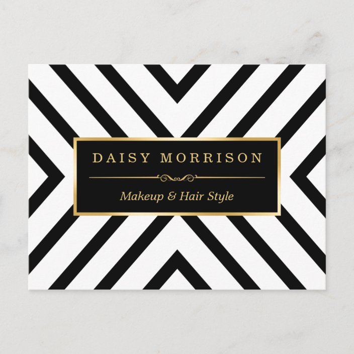 Fashion Classy Gold Black White Stripes Pattern Postcard | Zazzle.com