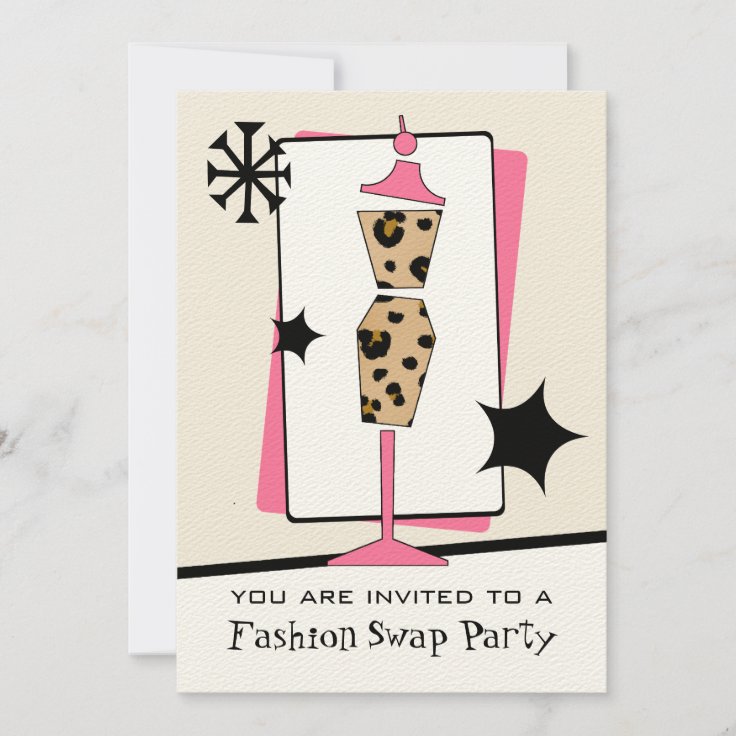 Fashion / Clothing Swap Party Leopard Dress Form Invitation | Zazzle