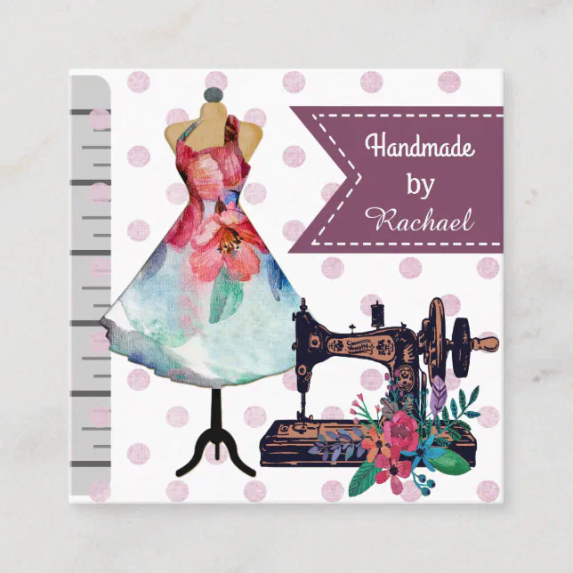 Fashion Design and Handmade Crafts Square Business Card | Zazzle