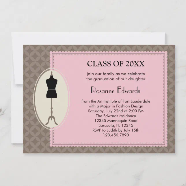 Fashion Design Graduation Invitation | Zazzle