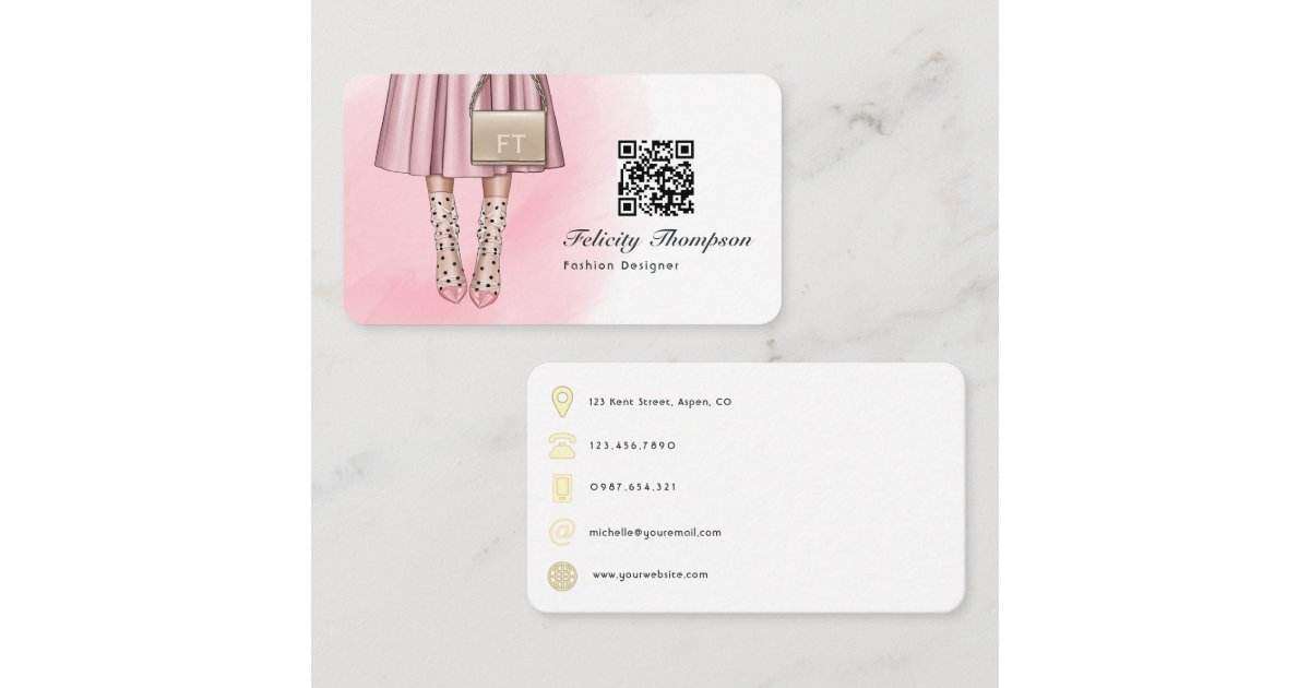 Fashion Designer Monogram QR Code Business Card | Zazzle