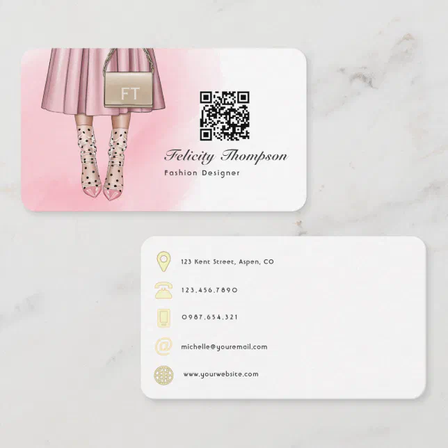 Fashion Designer Monogram QR Code Business Card | Zazzle