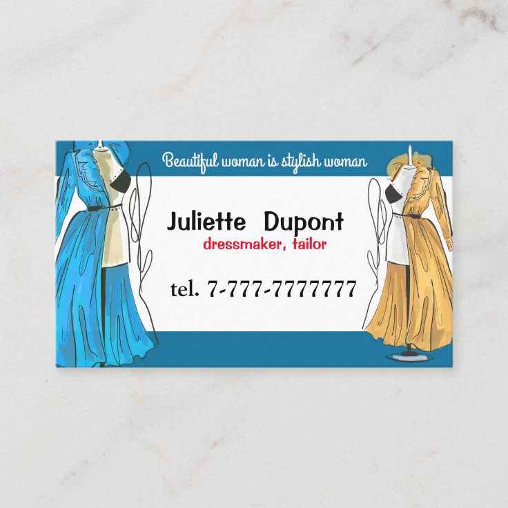 Fashion Designer Tailor Dressmaker Chic Business Card | Zazzle