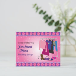 Fashion Diva Birthday Party Invitation | Zazzle